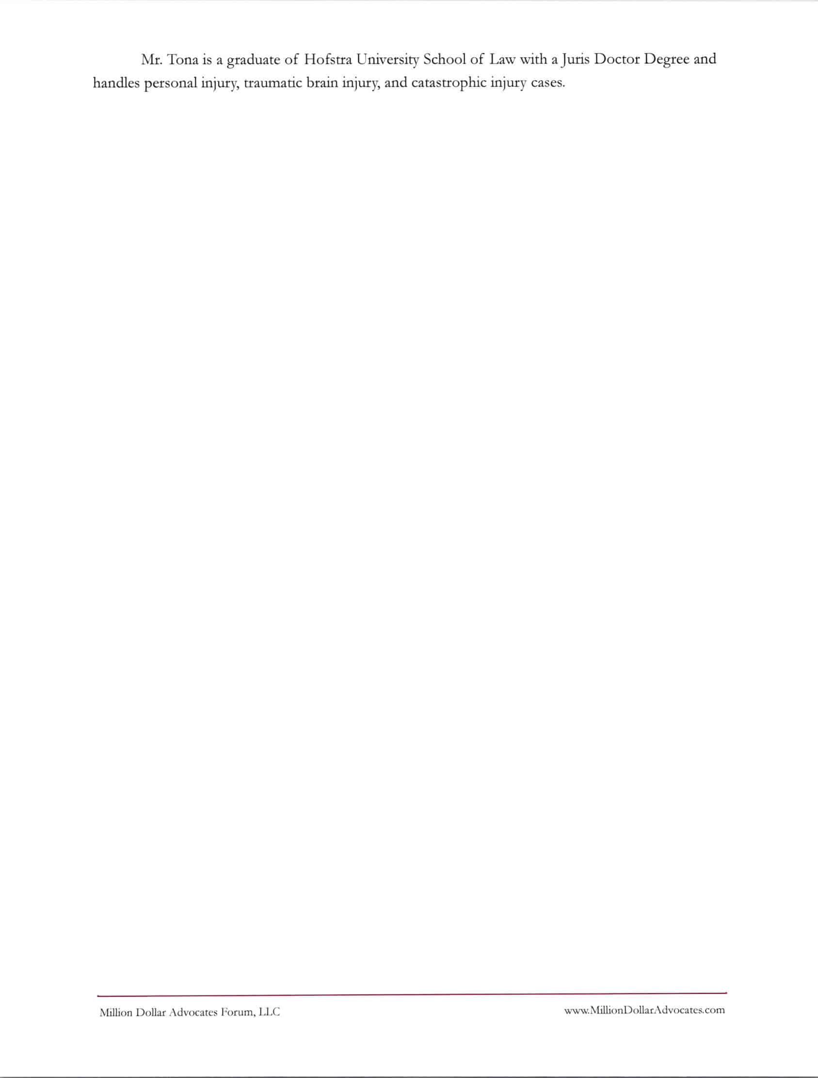 The Million Dollar Advocates Forum Certifies Attorney Thomas Tona as a ...
